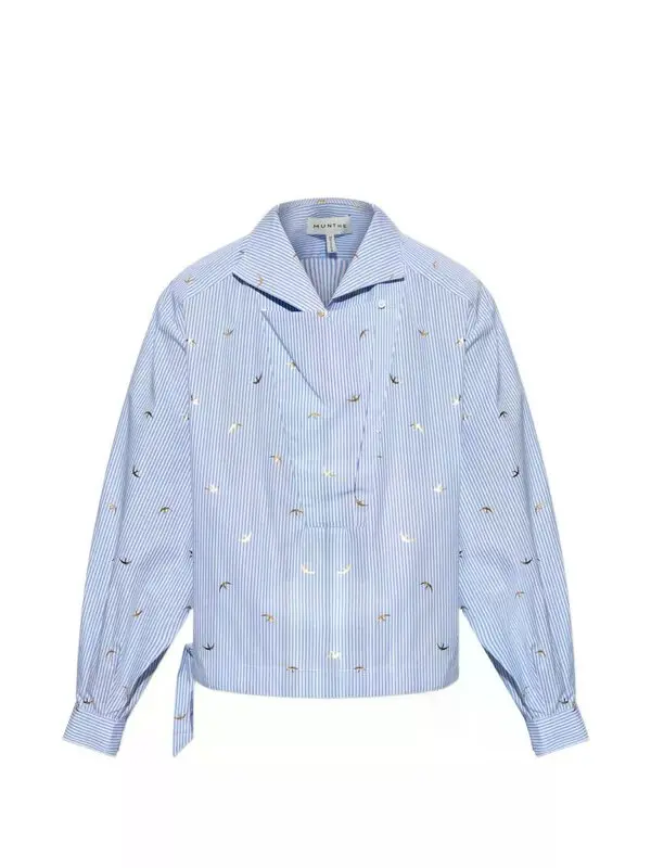Munthe Beliciama Striped Bird-print Blouse