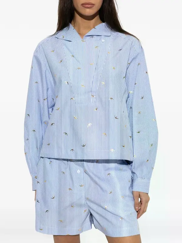 Munthe Beliciama Striped Bird-print Blouse