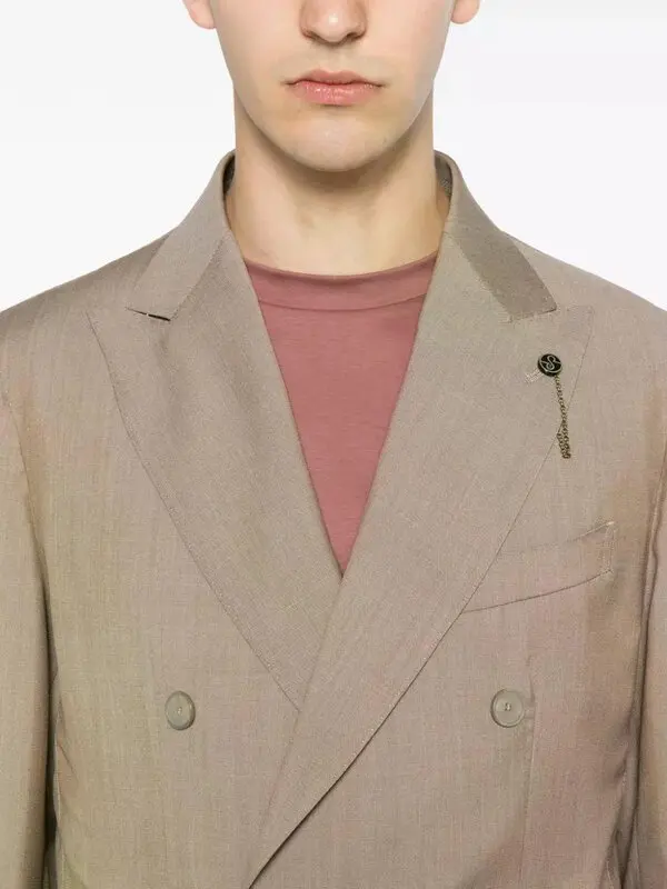 SANTANIELLO Double-breasted Peak-lapel Suit