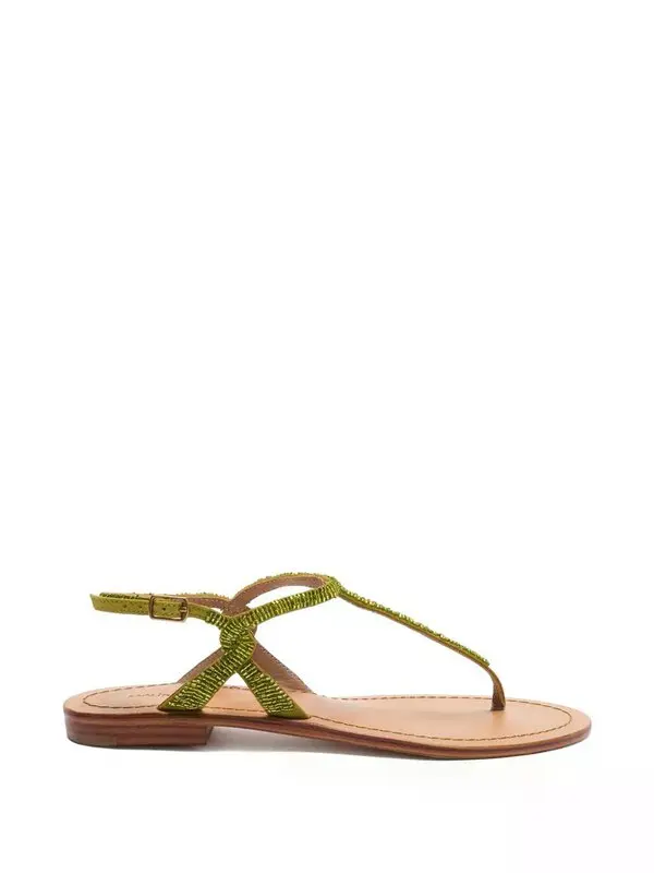 Malìparmi Bead-embroidered Ankle Strap Sandals - Green