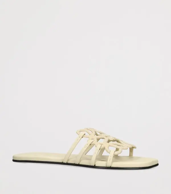 Loewe Leather Petal Anagram Slides - Yellow