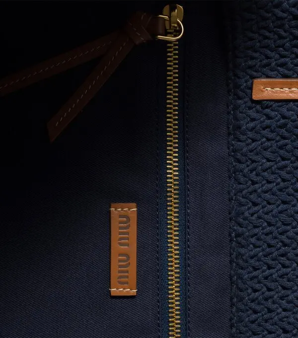 Miu Miu Woven Raffia-effect Tote Bag