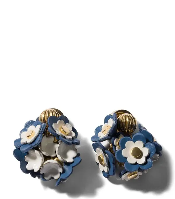 Miu Miu Leather Floral Earrings - Blue