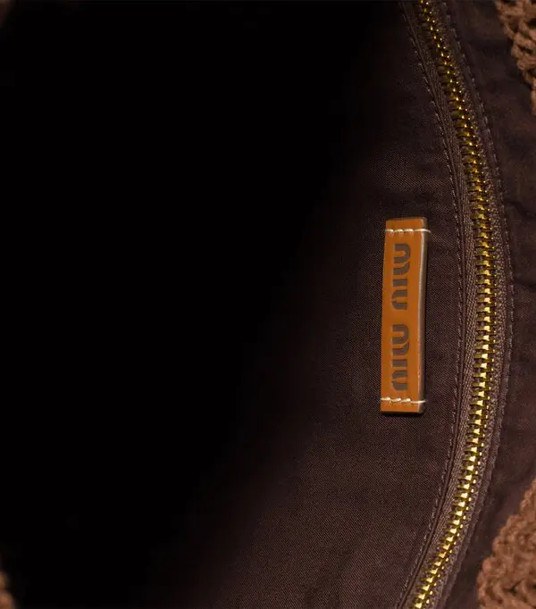 Miu Miu Woven Tote Bag With Logo Detail
