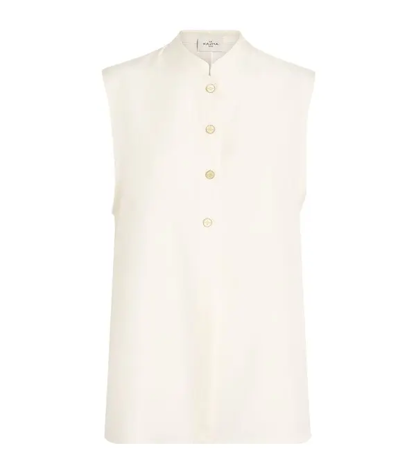 Le Kasha Silk Sleeveless Mandarin Collar Shirt - Ivory