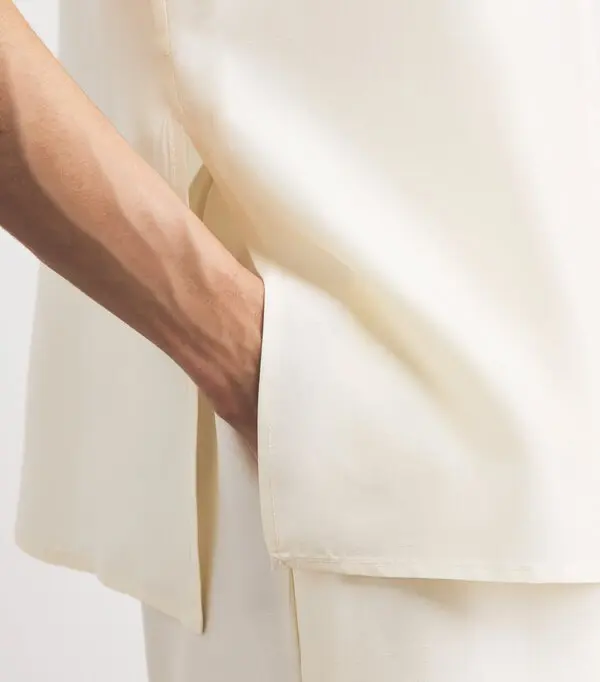Le Kasha Silk Sleeveless Mandarin Collar Shirt - Ivory