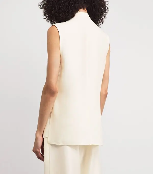Le Kasha Silk Sleeveless Mandarin Collar Shirt - Ivory