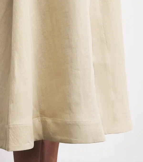 Le Kasha Linen Draped Midi Skirt