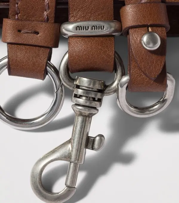 Miu Miu Calfskin Belt With Buckle Detail - Brown