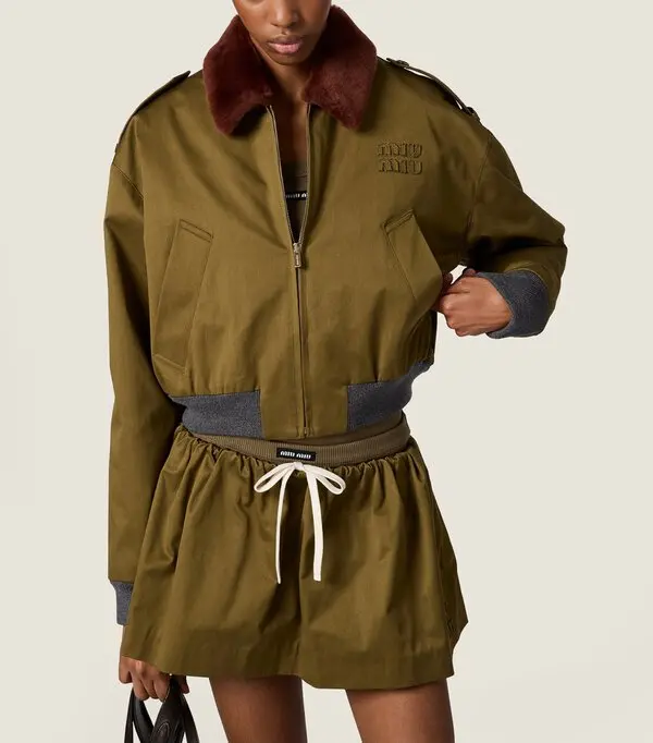 Miu Miu Shearling-collar Bomber Jacket