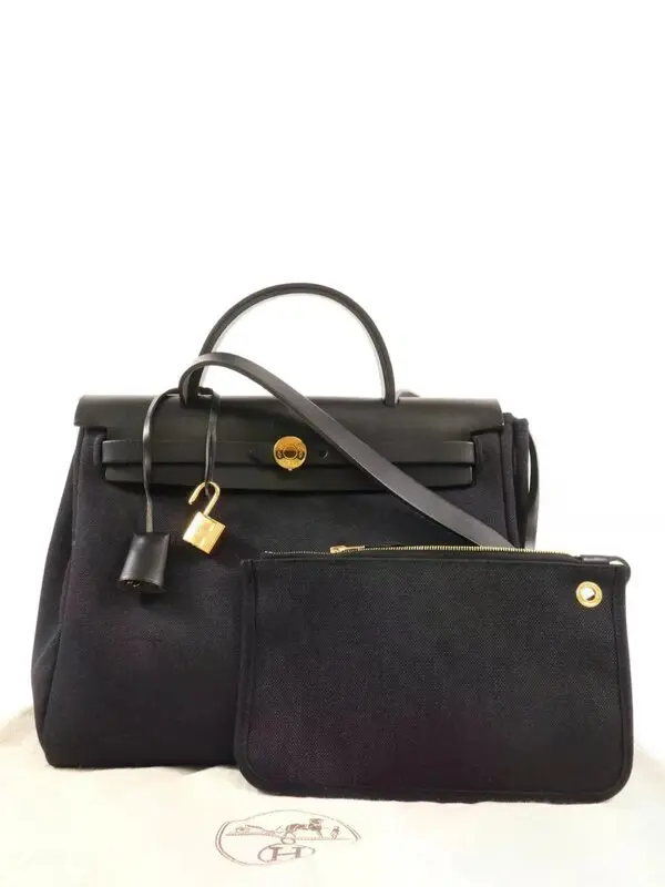 Hermès 2021 Pm Herbag Canvas Tote Bag - Black