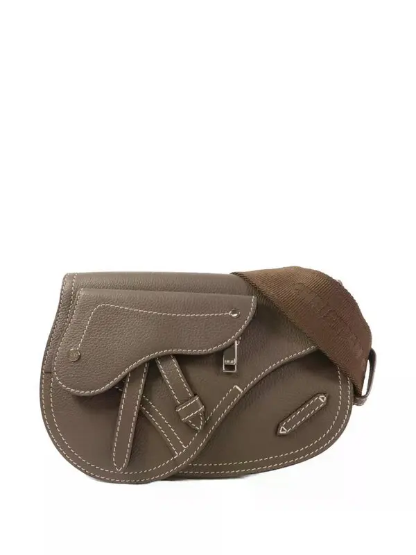 Dior Saddle Leather Crossbody Bag - Grey