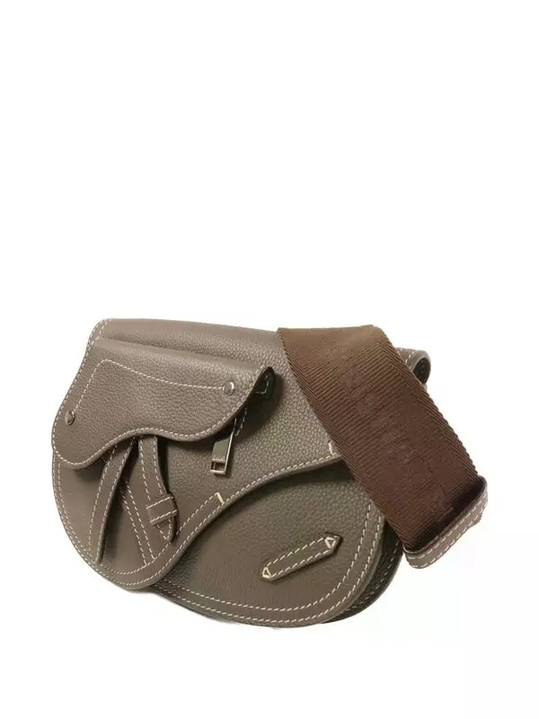 Dior Saddle Leather Crossbody Bag - Grey