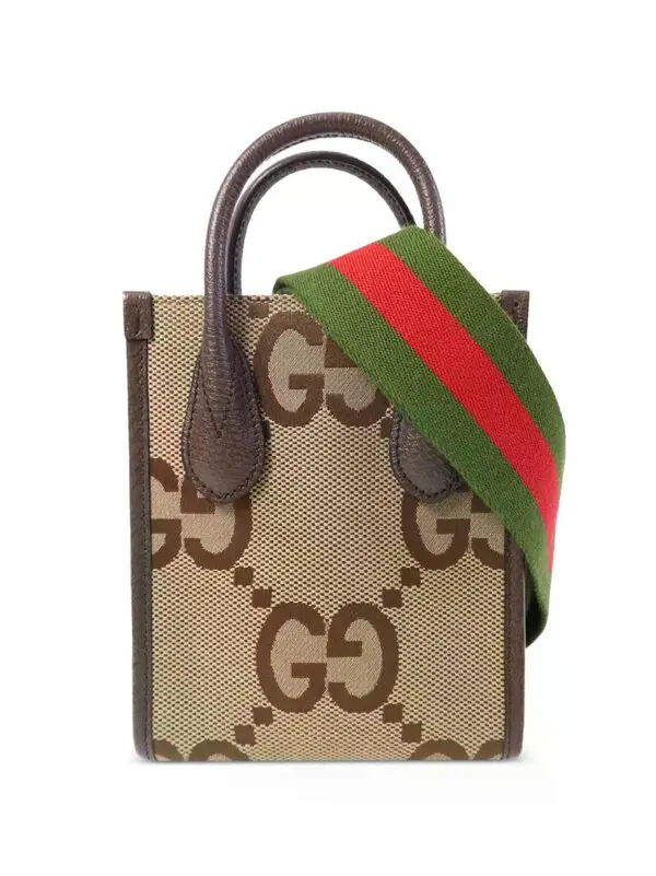 Gucci Jumbo Gg Canvas Shoulder Bag With Web Strap