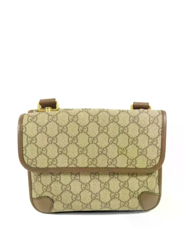 Gucci Gg Canvas Shoulder Bag With Tiger Head Plaque
