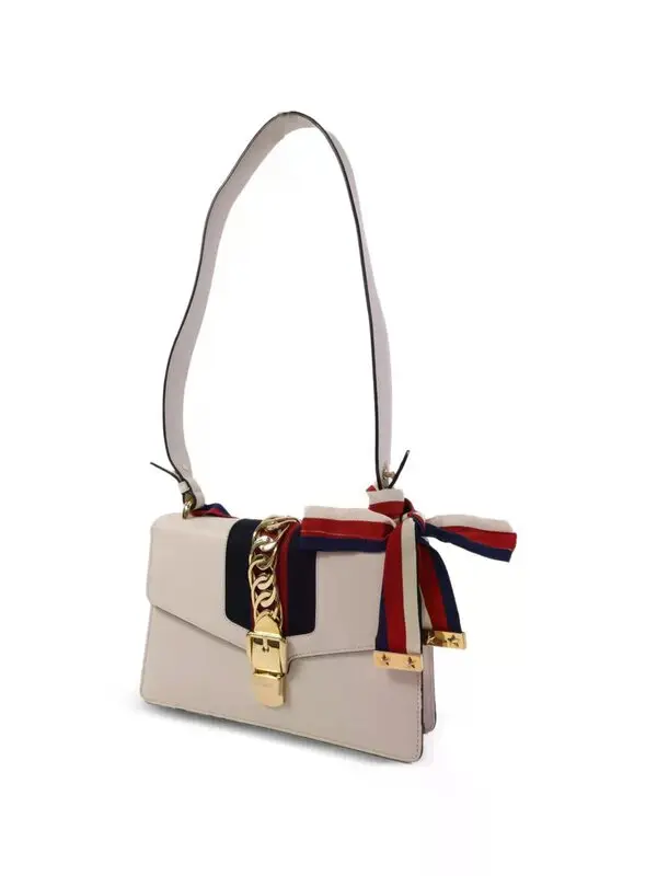 Gucci Sylvie Shoulder Bag With Chain-link Trim - Neutrals