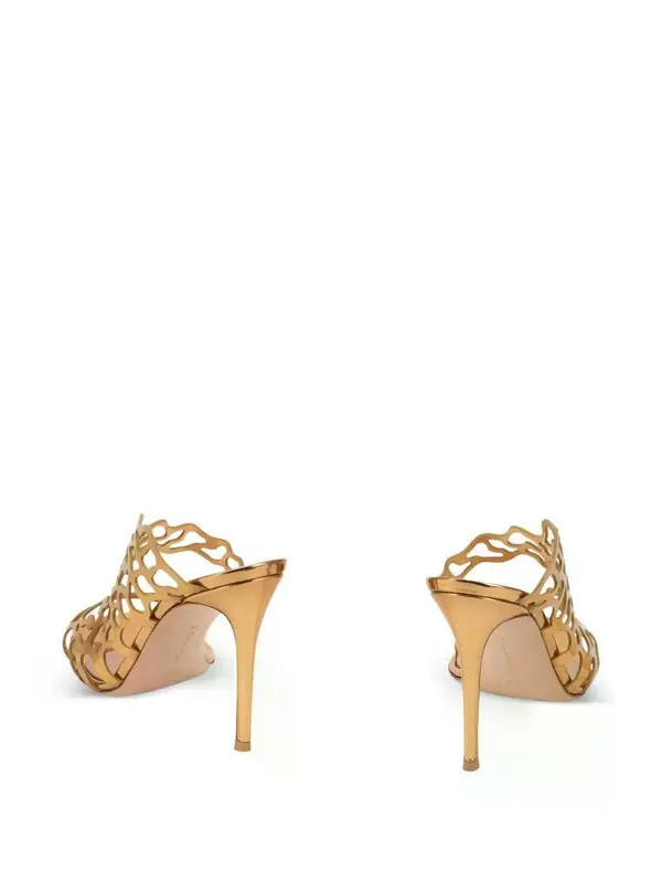 GIANVITO ROSSI Metallic Cut-out Stiletto Sandals