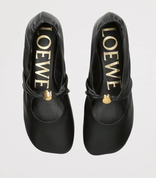 Loewe Leather Pebble Soft Ballet Flats - Black