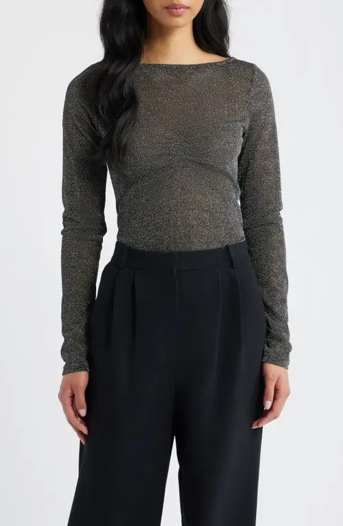 Princess Polly Sheer Glitter Long Sleeve Top