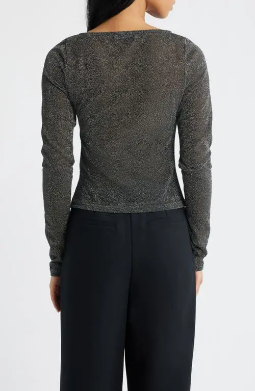 Princess Polly Sheer Glitter Long Sleeve Top