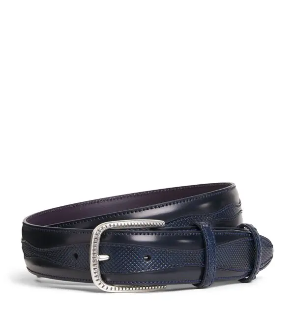 ELLIOT RHODES Jolson Leather Belt - Navy