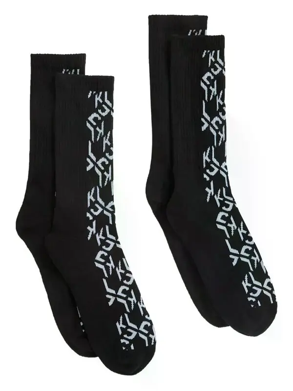 Karl Lagerfeld Monogrammed Ribbed Crew Socks