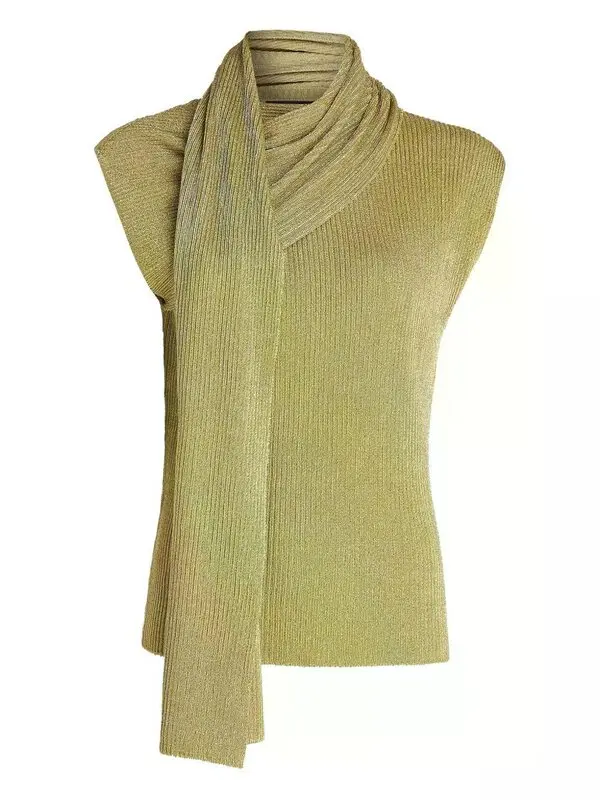 Karl Lagerfeld Tone Knitted Top With Scarf Detail - Gold