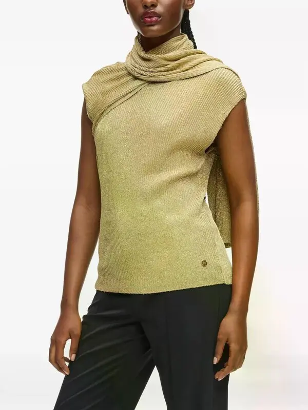 Karl Lagerfeld Tone Knitted Top With Scarf Detail