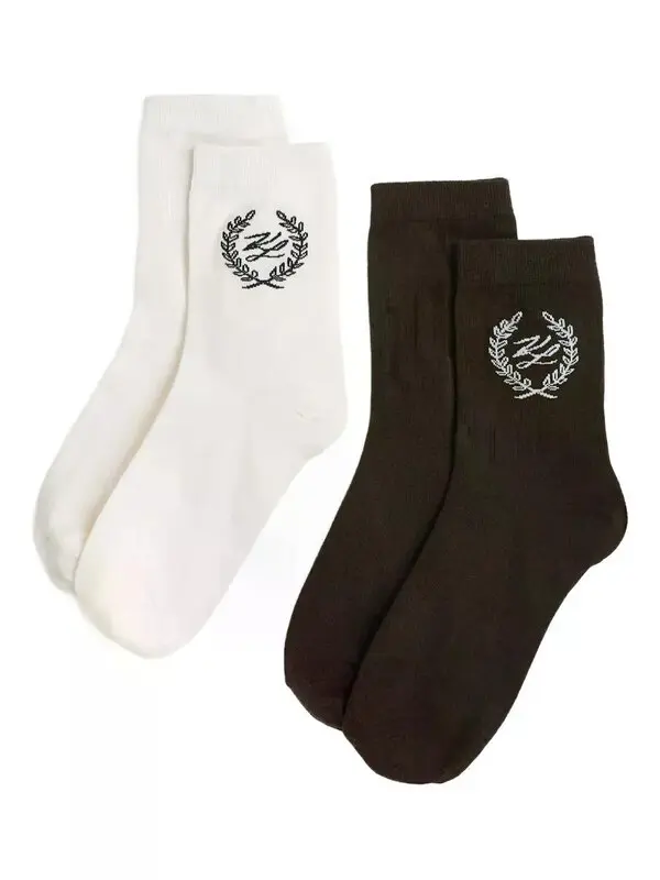 Karl Lagerfeld Crest-embroidered Socks Pack Of Two - White