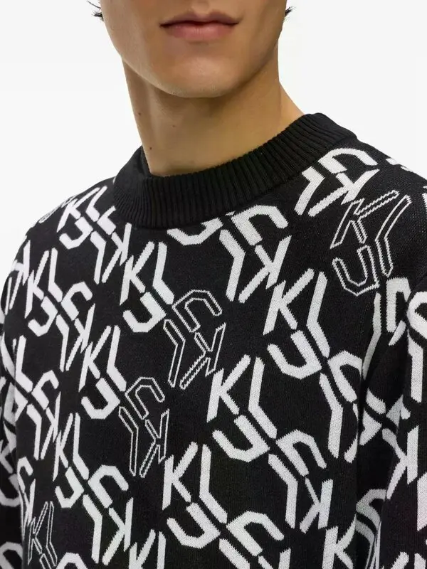 Karl Lagerfeld Monogram Pattern Sweater - Black
