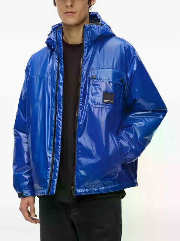 Karl Lagerfeld Hooded Jacket With Chest Pocket - Blue