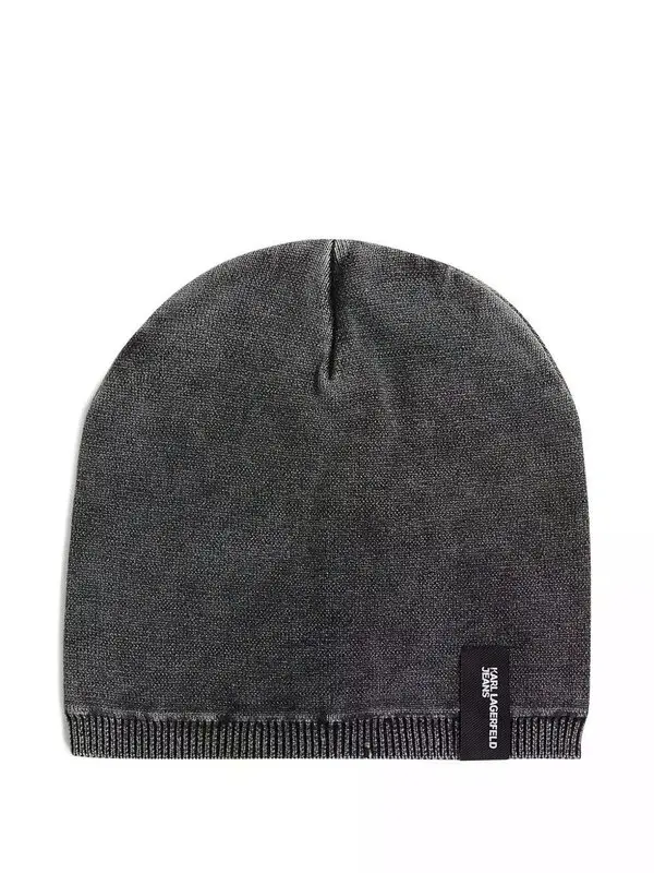 Karl Lagerfeld Logo Patch Beanie Hat - Black