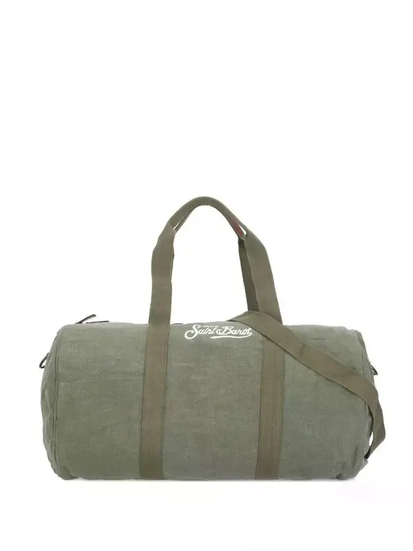 MC2 SAINT BARTH Embroidered Logo Linen Holdall - Green