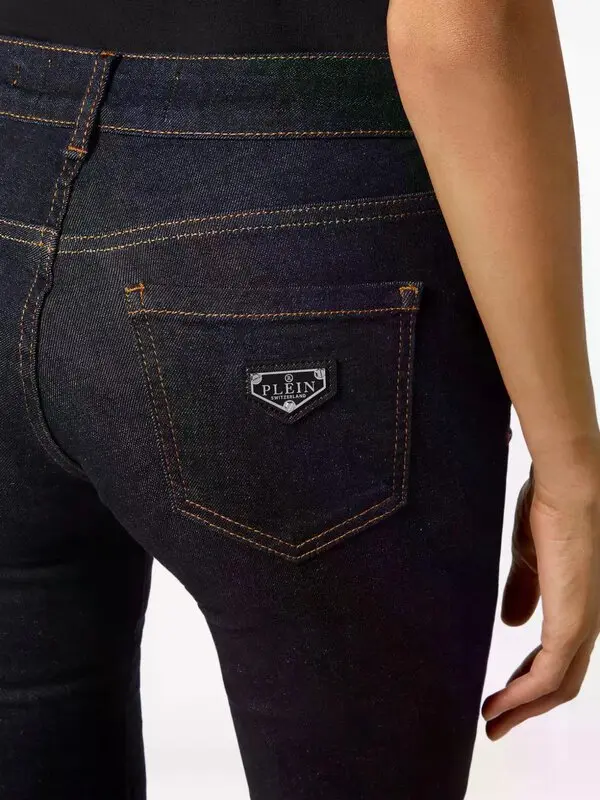 Philipp Plein Slim-fit Denim Jeans With Logo Plaque - Blue