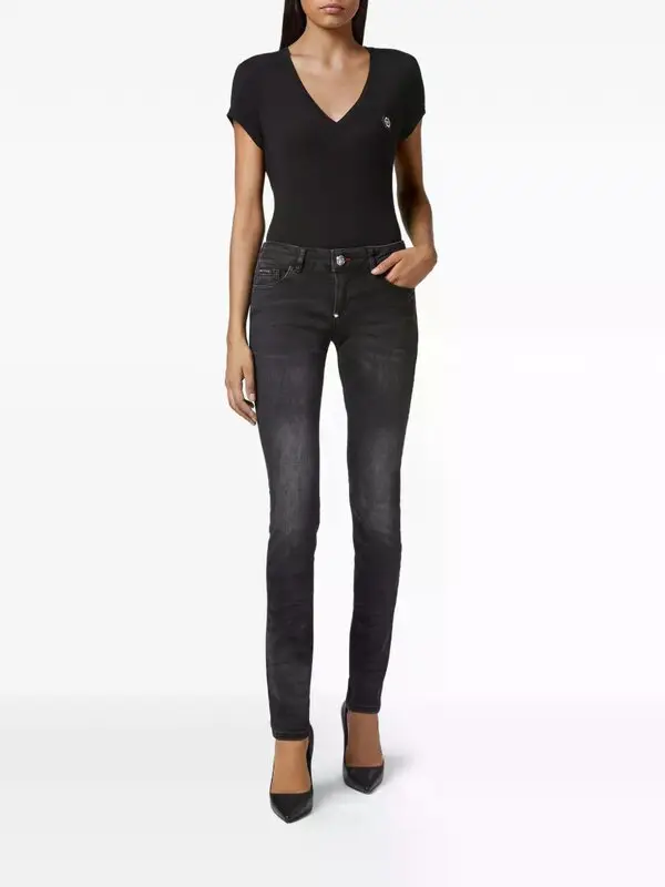 Philipp Plein Slim-fit High-waist Denim Jeans - Black