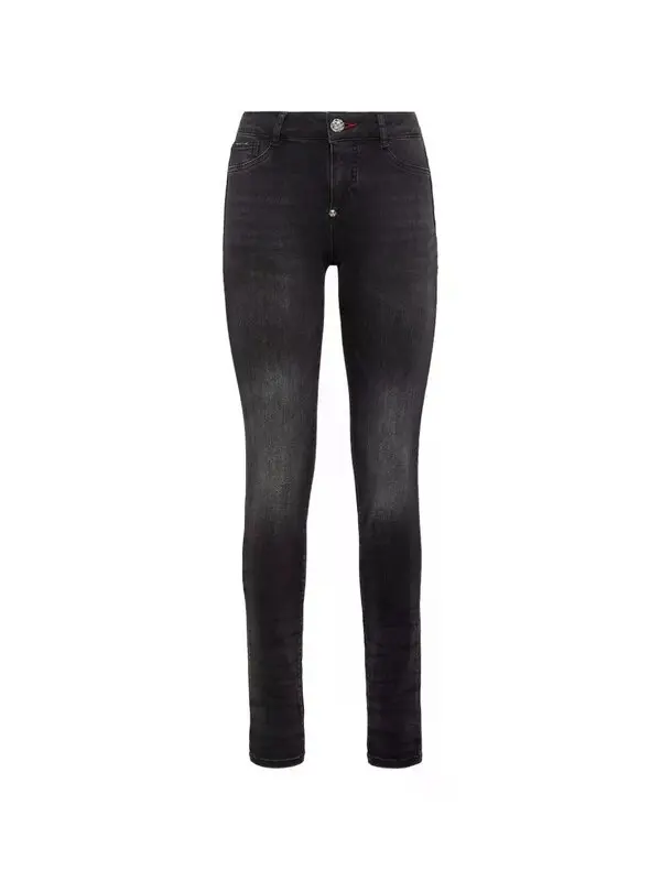 Philipp Plein Logo Plaque Skinny Denim Jeans - Black