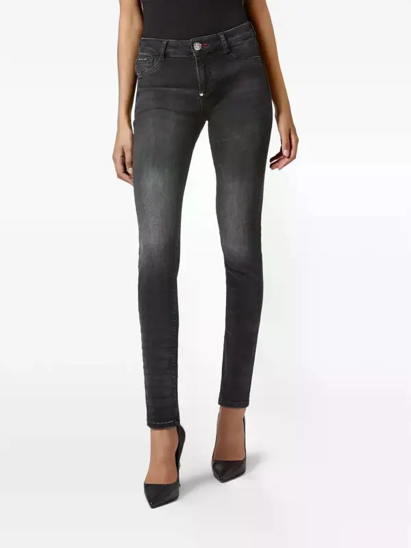 Philipp Plein Logo Plaque Skinny Denim Jeans - Black