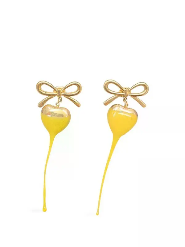 Ottolinger Bow Detail Heart Drop Earrings - Gold
