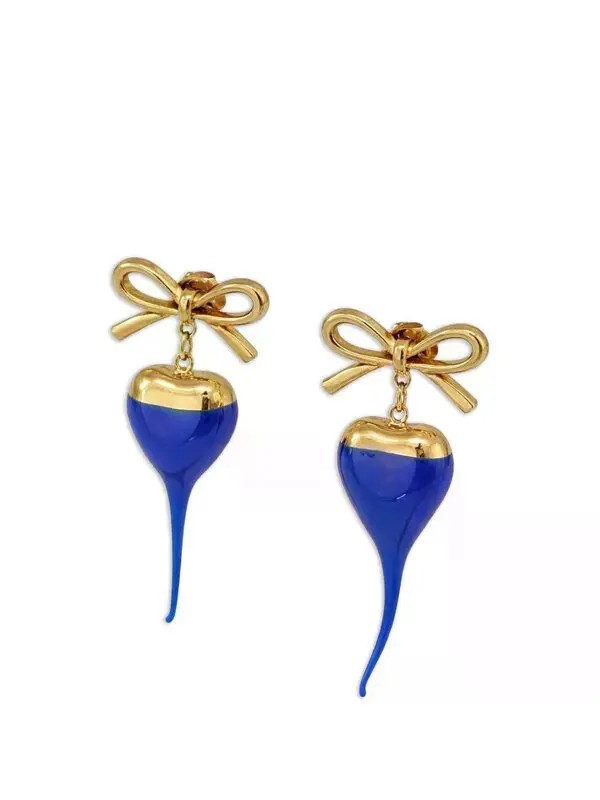 Ottolinger Bow Detail Heart Drop Earrings - Gold