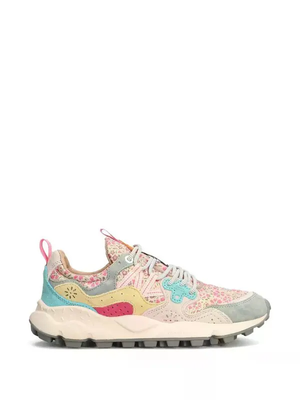 FLOWER MOUNTAIN Yamano 3 Floral Print Suede Sneakers - Pink