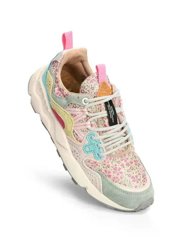 FLOWER MOUNTAIN Yamano 3 Floral Print Suede Sneakers - Pink