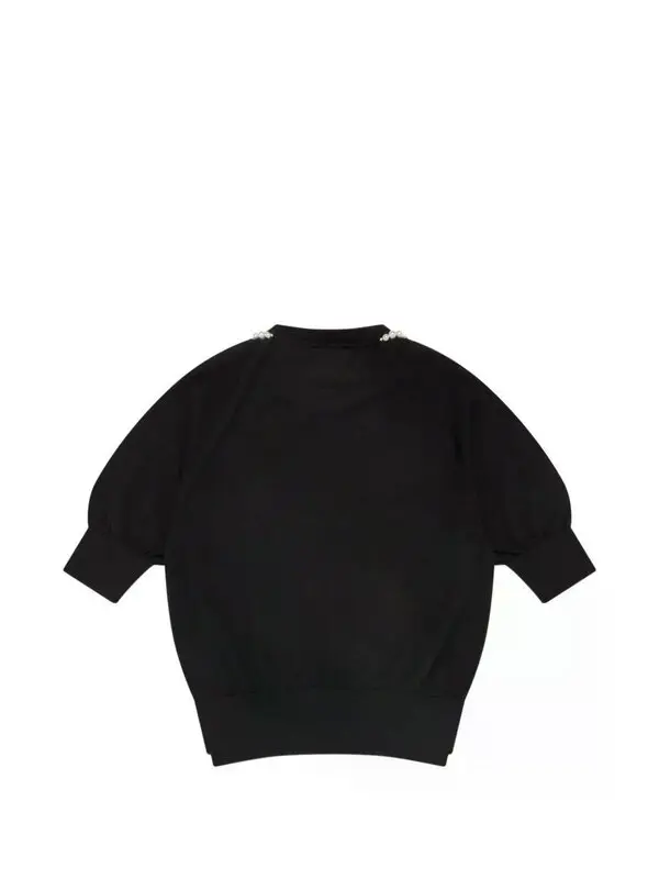 Simone Rocha Pearl Embellished Puff Sleeve Sweater - Black