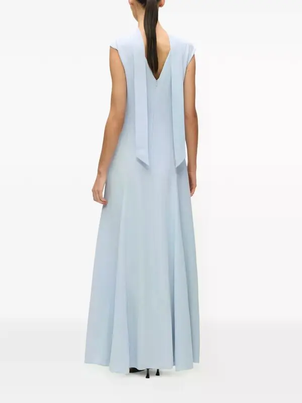 Karl Lagerfeld Ruffled V-neck Maxi Dress - Blue