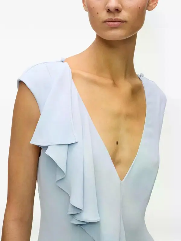 Karl Lagerfeld Ruffled V-neck Maxi Dress - Blue