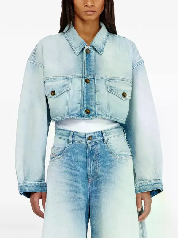 DIESEL® Cropped Embroidered Jacket - Blue