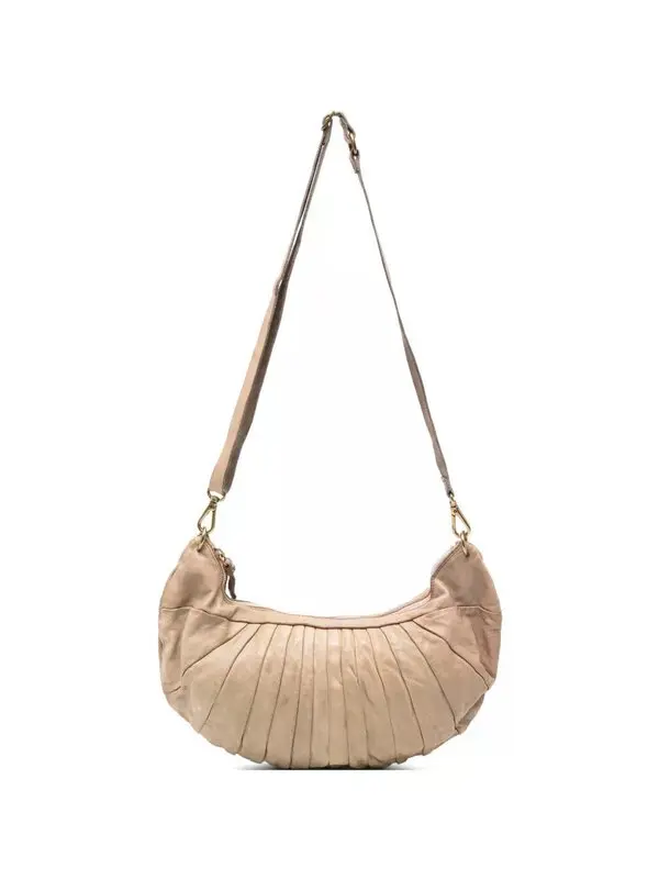 CAMPOMAGGI Luna Pleated Leather Crossbody Bag - Neutrals