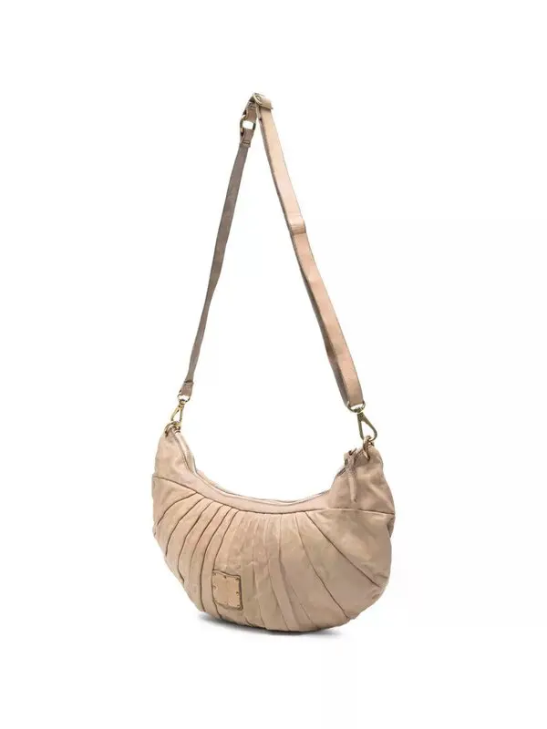 CAMPOMAGGI Luna Pleated Leather Crossbody Bag - Neutrals