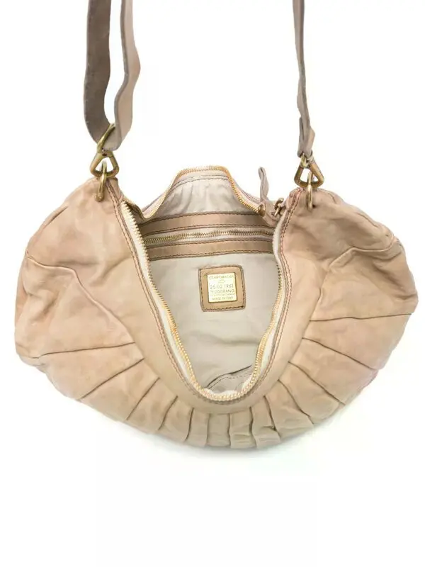 CAMPOMAGGI Luna Pleated Leather Crossbody Bag - Neutrals