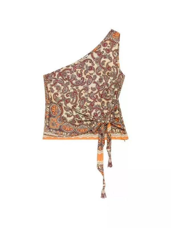 Malìparmi One-shoulder Paisley Viscose Top - Neutrals