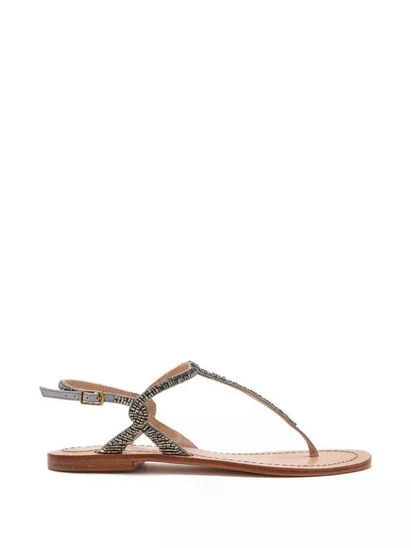 Malìparmi Embellished Beaded Leather Sandals - Silver